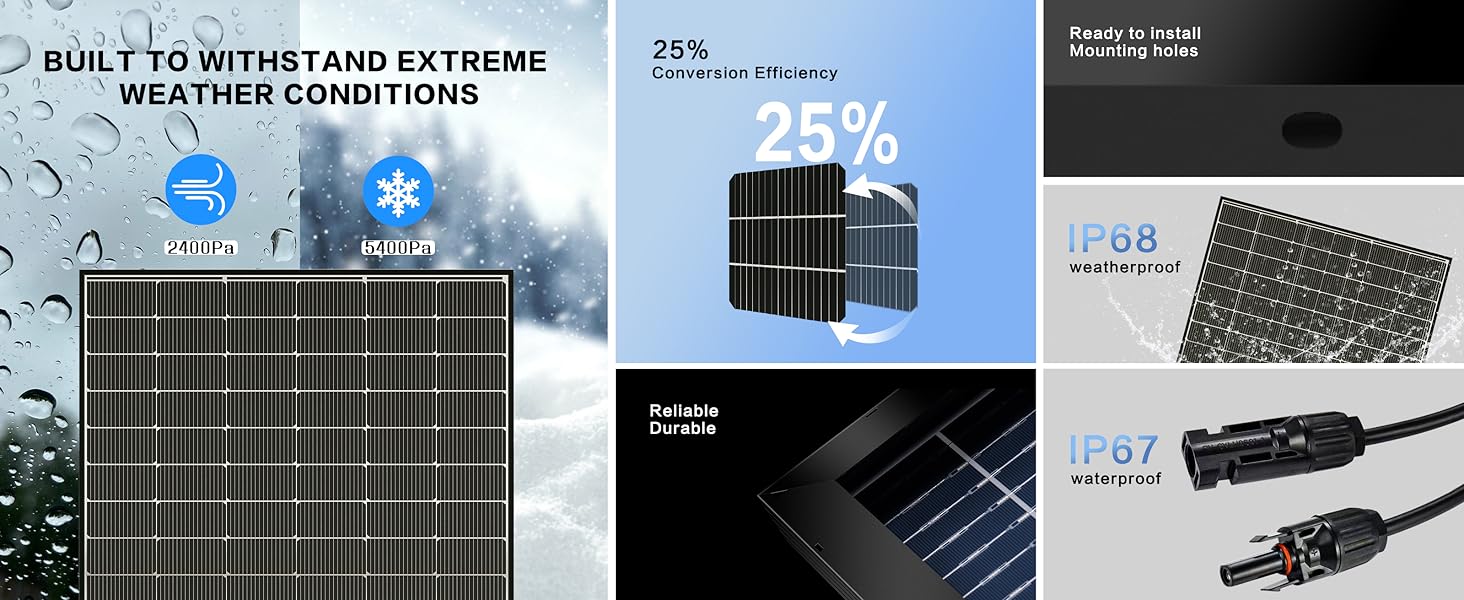 Amazon.com : JJN Bifacial 400 Watt Solar Panels,16BB N-Type Mono Solar Panel 25% High Efficiency ...