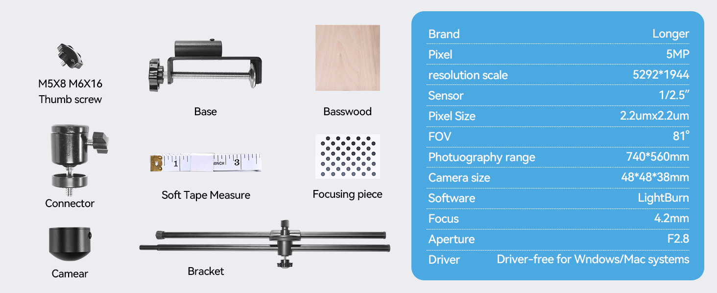 Amazon.com: Longer New LightBurn Camera Kit for Laser Engravers – 5MP ...