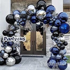 Amazon.com: Navy Blue Black Balloon Garland - Double Stuffed Dark Royal Blue Black Balloon Arch ...