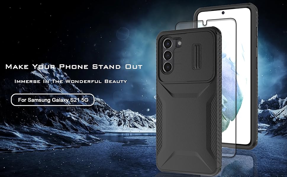 Amazon.com: AWZHYDT for Galaxy S21 5G Case with 1 HD Screen Protector & Slide Camera Cover ...