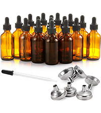Amazon.com: AOZITA Set of 4, 2 oz Golden Cap Clear Dropper Bottles (60ml) with 1 Funnel & 4 ...