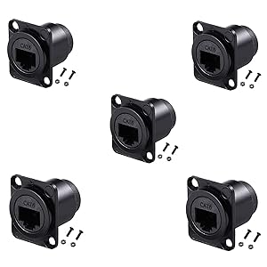 PENGLIN 5PCS D-Type RJ45 Coupler, RJ45 CAT6 Panel Mount Connector, CAT6 ...