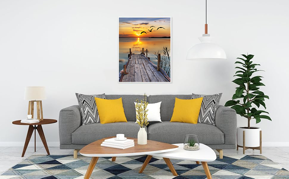 LZLHDE Malen nach Zahlen Erwachsene landschaft, Malen Nach Zahlen Pier DIY Handgemalt Ölgemälde ...