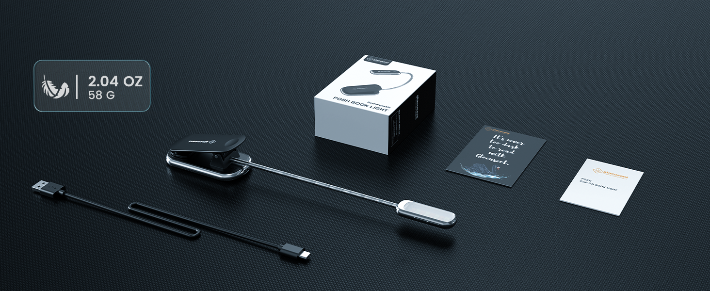 Glocusent Posh Premium Book Light for Reading in Bed with Timer, 16-LED Rechargeable Reading ...