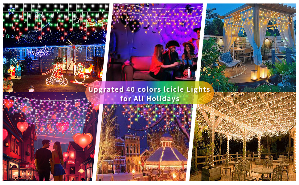 Smart Icicle Lights, 13M 400 LED Christmas Icicle Lights, 16 Million ...