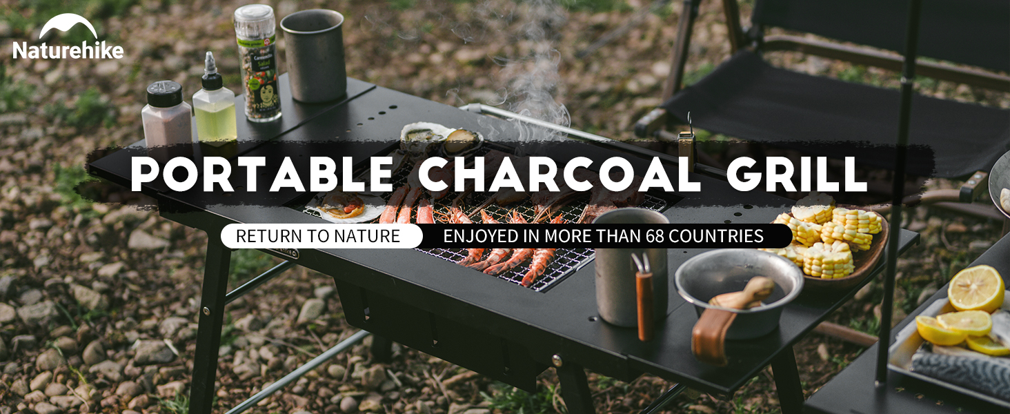 Amazon.com : Naturehike Portable IGT Table with Charcoal Grill, Folding Camping Table and BBQ ...