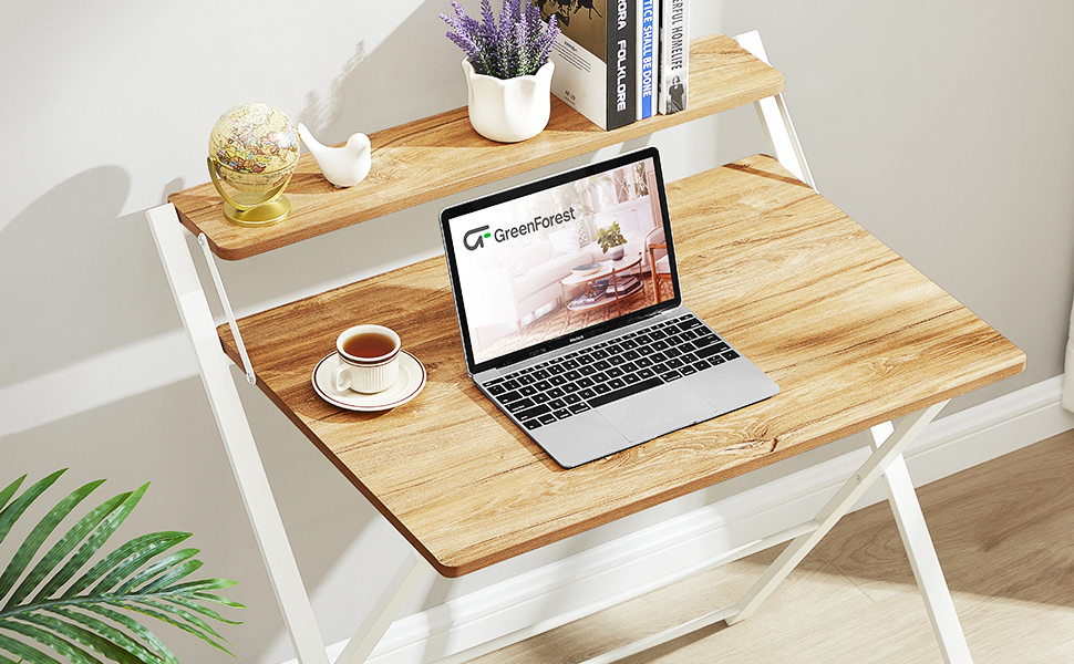 GreenForest Small Folding Table 70cm, Folding Gaming Table with 2 ...