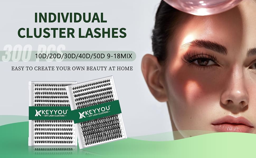 Amazon.com: Lash Clusters 300pcs Individual Lashes 40D 0.07D Curl 16mm DIY Eyelash Extension ...