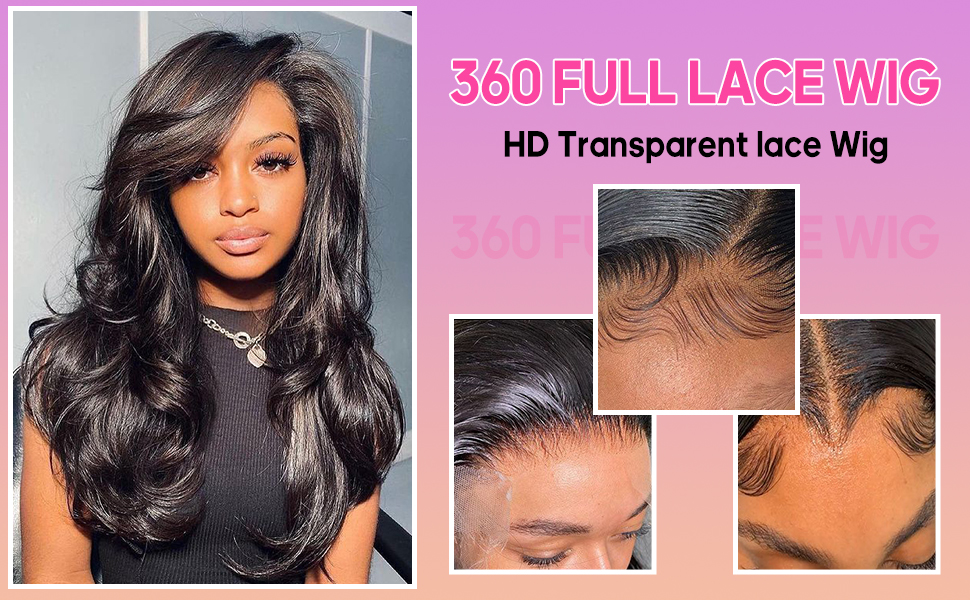 Amazon.com : ROOMOOD 360 Lace Front Wigs Human Hair With Baby Hair Body Wave HD Lace Front Wigs ...