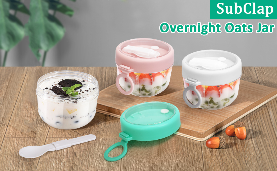 Amazon.com: SubClap 3Pcs Overnight Oats Containers with Lids and Spoons 20oz Overnight Oats Jars ...