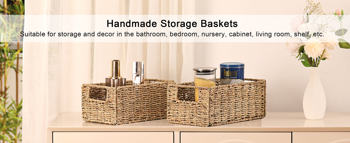 Amazon.com - Vagusicc Wicker Storage Basket, Set of 2 Hand-Woven ...