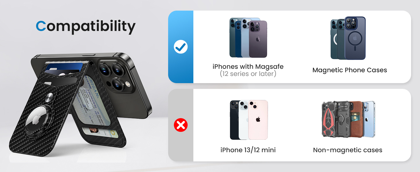 Amazon.com: Kimguard for Magsafe Wallet Stand with Airtag Holder, Strong Magnetic Wallet for ...