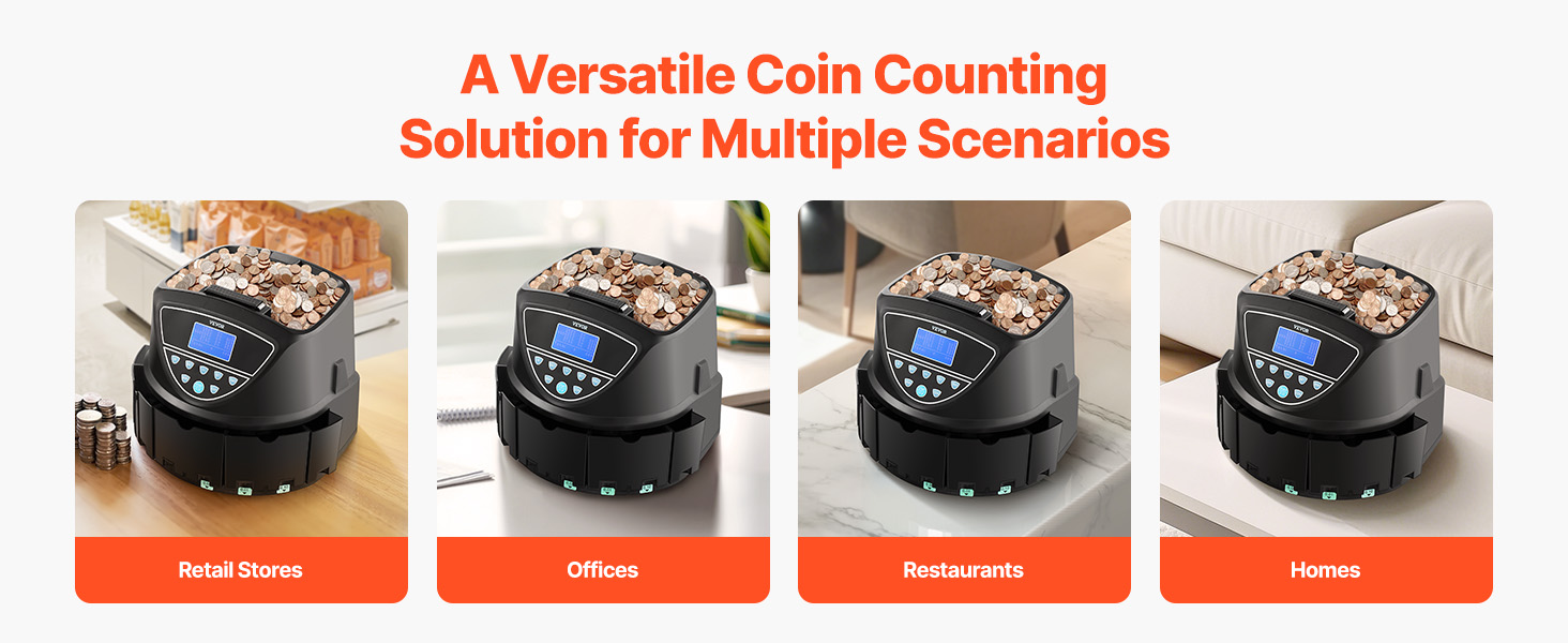 Amazon.com : VEVOR Upgraded Coin Counter & Sorter, Coin Sorter and Wrapper Machine with ...