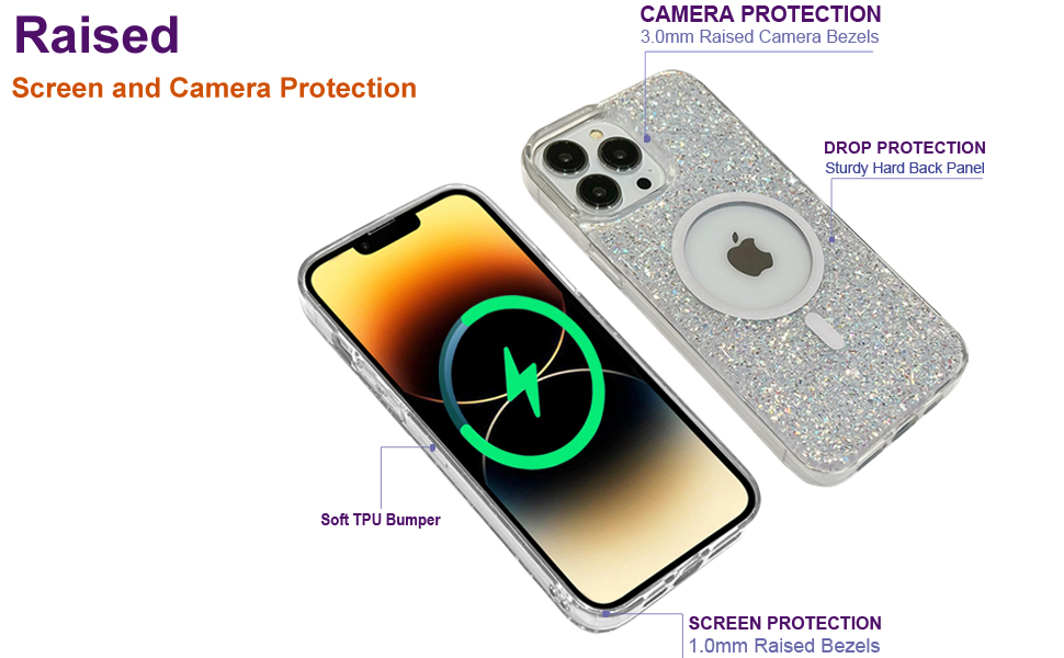 Amazon.com: ASONCE Cute Glitter for iPhone 15 Pro Max Case [Compatible with MagSafe] Magnetic ...