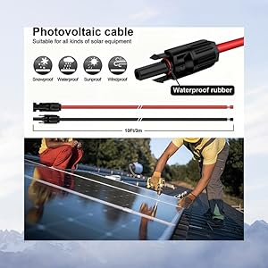 Amazon | WBGADAM mc4 延長 ケーブル 10m 10AWG 6sq ソーラーパネル延長ケーブル 並列接続 (Y字型) ケーブル 太陽光パネル用 太陽光発電用機器・部材 MC4 ...