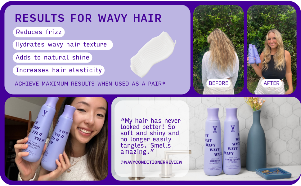 Amazon.com : V&Co. Beauty Wavy Hair Conditioner with Peptide Technology ...