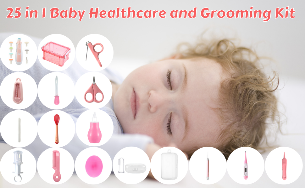 Amazon.com: Baby Grooming Kit, 25 in 1 Baby Healthcare and Grooming Kit, Baby Electric Nail ...