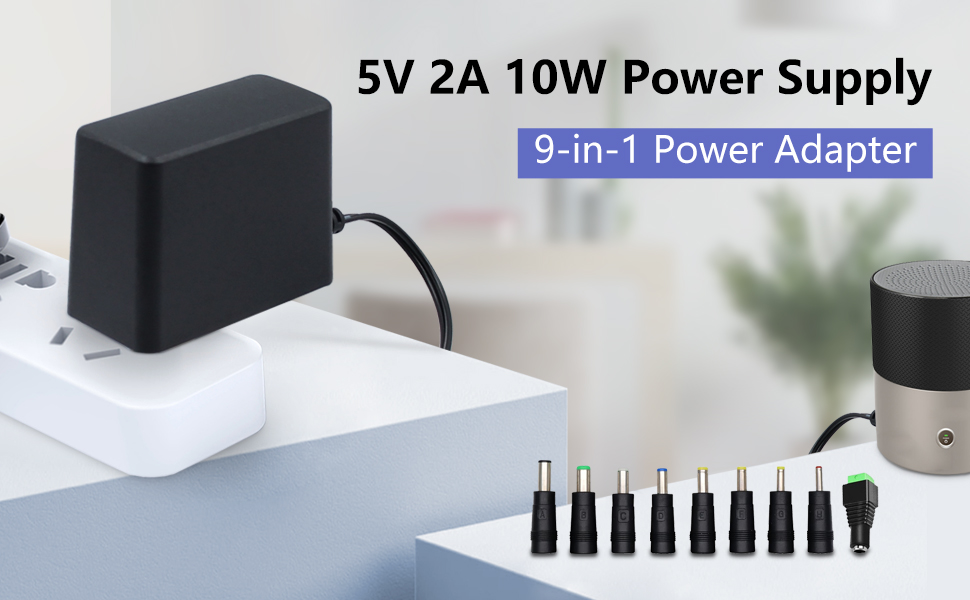 Amazon.com: 5V 2A 1A 0.8A 0.5A Power Supply Adapter, 10W Universal AC/DC Adapter 100-240V AC to ...