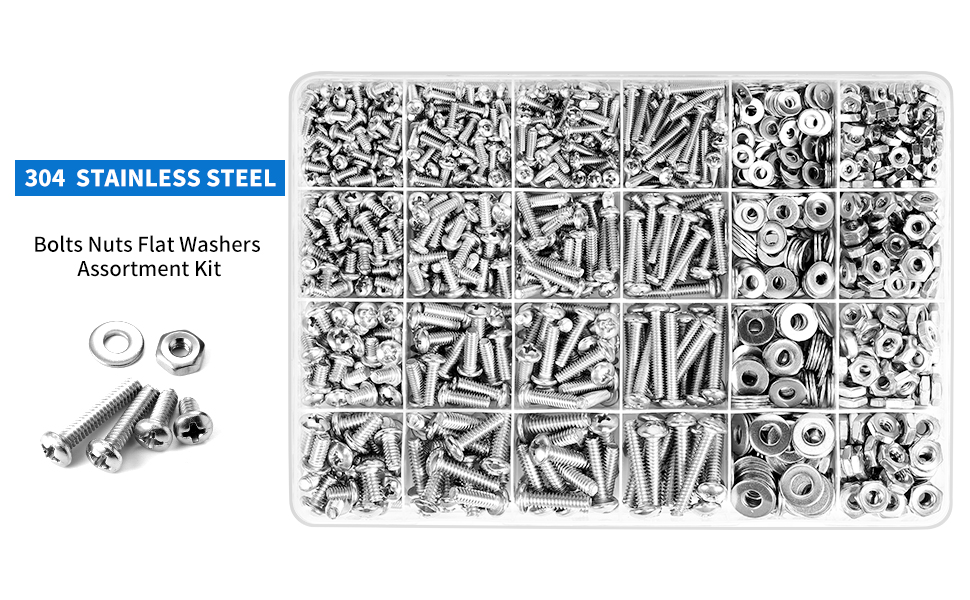 Besitu 720Pcs Machine Screw Assortment Kit, 10-24#8-32#6-32#4-40 Phillips Pan Head Assorted Nuts ...