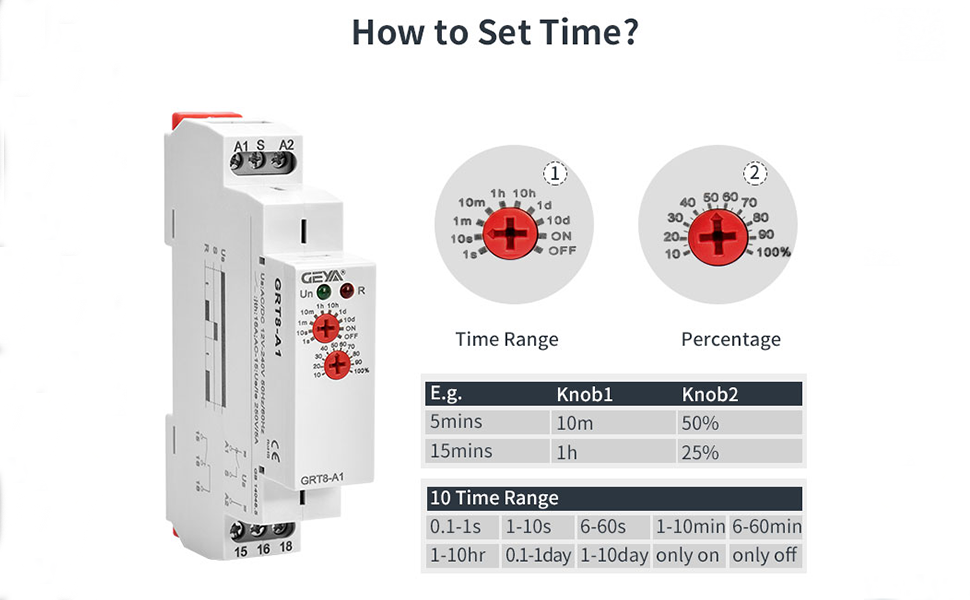 GEYA Delay On Single Function Time Relay 1 Output 16A Electronic Adjustable Power ON Timer Delay ...