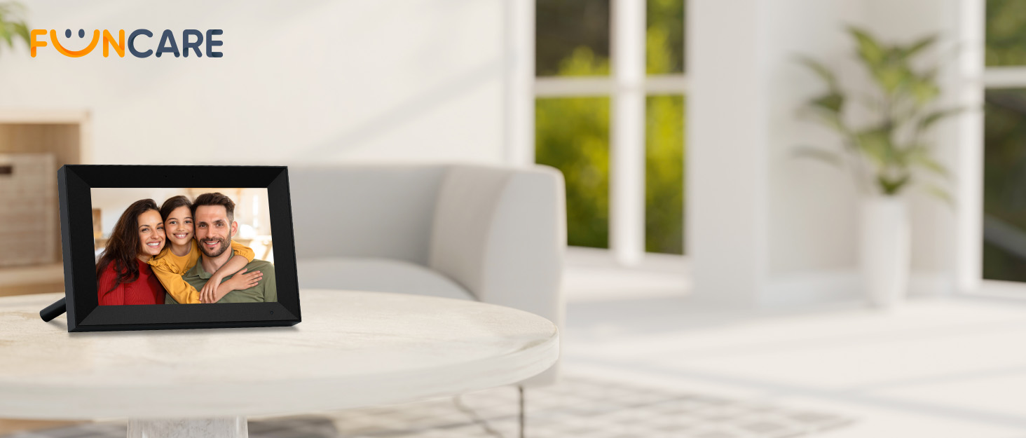 FUNCARE Digitaler Bilderrahmen WLAN 15.6 Zoll, 1280x800 IPS Touchscreen Photo Frame, 32GB ...