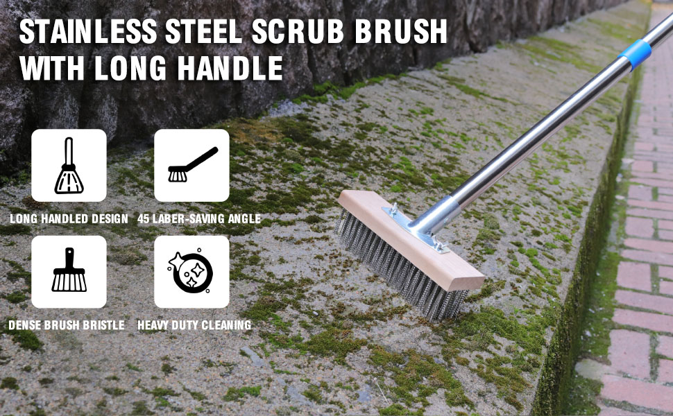 Amazon.com: MAXMAN Stainless Steel Floor Scrubber Scrub Brush with Long ...