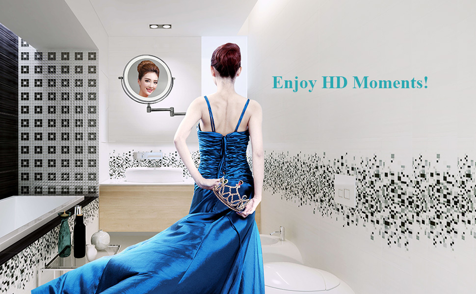 Amtang Magnifying Mirror Wall Mounted Vanity Mirror With Led Lights 7X Magnification Fogless For ...