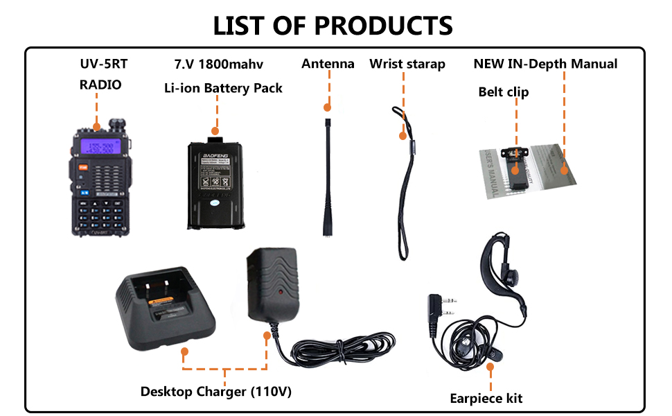 Amazon.com: BAOFENG UV-5RT Walkie Talkies Dual-Band Display, Dual-Standby, 5W Output Power, 128 ...