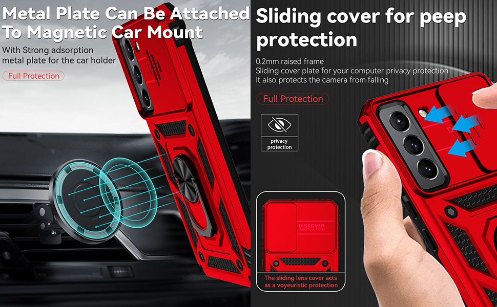 Amazon.com: KOBBRAN Military Grade Galaxy S22 Plus Case With Kickstand, Slide Camera Cover ...