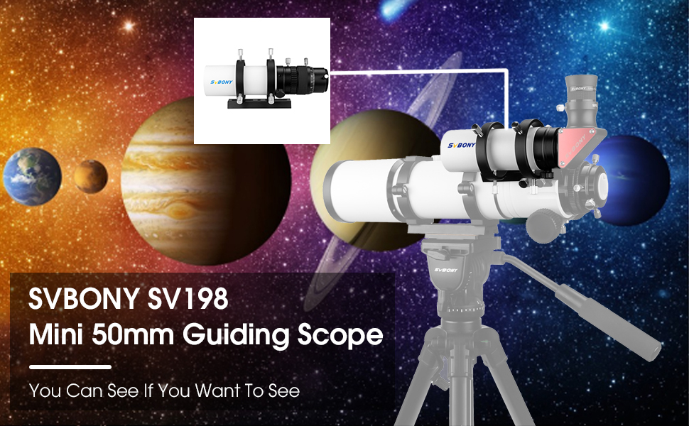 SVBONY SV198 Guide Scope, Mini 50mm Finder Scope with Dual Helical Focuser for Guiding and ...