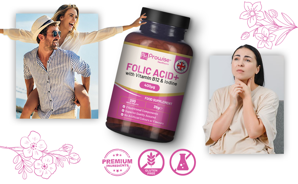 Amazon.com: Folic Acid+ 400 mcg - Vegan Tablets with Vitamin B12 & Iodine | Vitamin B9 Tablets ...