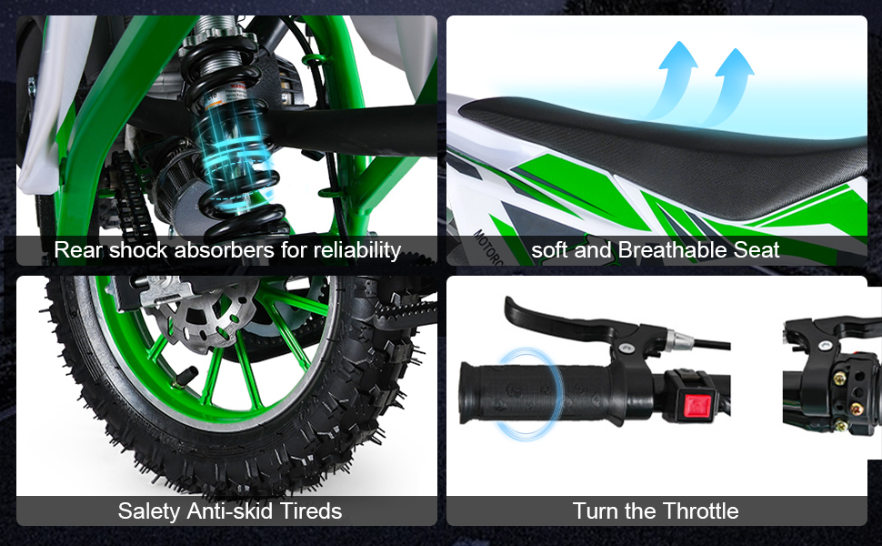 Amazon.com: mufsceku 49CC Kids Dirt Bike,2-Stroke Gas Power Motocross Bike,Pit Bikes Motocross ...