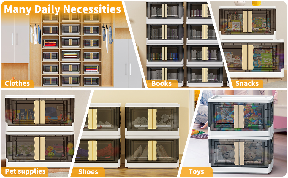 Amazon.com - 4 Pack 11 Gal Collapsible Storage Bins with Lids, Large ...