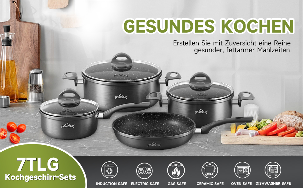 Amazon.de: Topfset, HOMELUX Topfset Induktion 7 teilig, Induktions Töpfe Set, Töpfe mit ...
