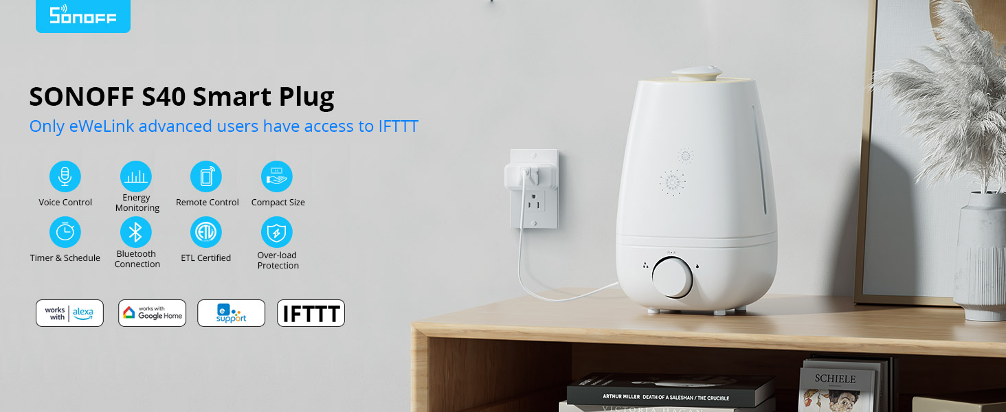 SONOFF S40 Smart Plug with Energy Monitoring 15A, WiFi Smart Outlets That Compatible with Alexa ...