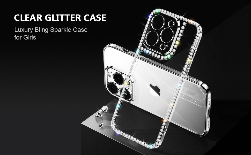Amazon.com: Bonitec Compatible with iPhone 13 Pro Case Clear for Women Girls 3D Glitter Sparkle ...