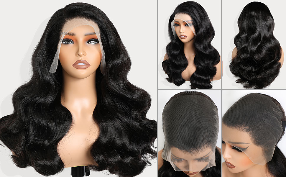 Amazon.com : Lemoda Full 13x6 Body Wave Lace Frontal Human Hair Wigs 250% Density Long/Short Bob ...