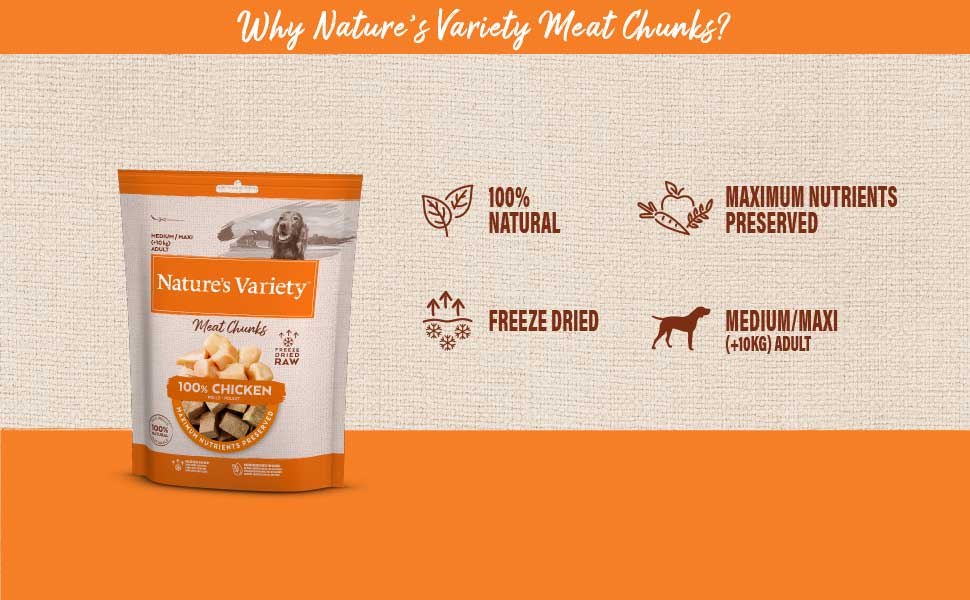 Nature's Variety Freezed Dried 100% Chicken Chunks for Adult Dogs - Case 6 x 50 g : Amazon.co.uk ...