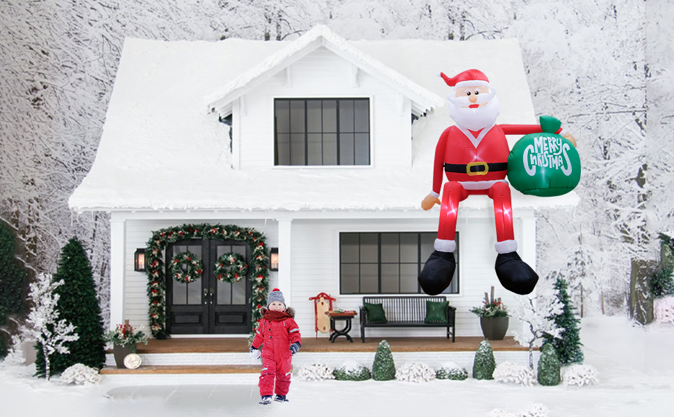 Amazon.com: GUDELAK 8FT Christmas Inflatables Outdoor Decorations, Climbing Santa Blow Up Yard ...