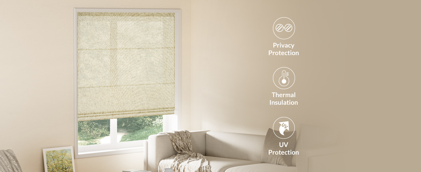 Amazon.com: Boolegon No Drill Cordless Roman Shades for Windows, No ...