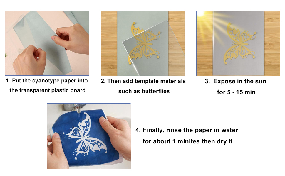 Acidea Cyanotype Kit, 40 Sheets A5 Sun Print Paper with Templates, High ...