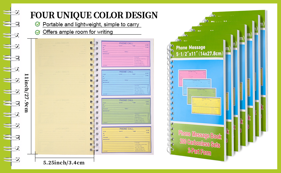 Amazon.com : TANEMUDO 12 Pcs Spiral Bound Phone Message Book for ...