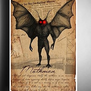 Amazon.com: Mothman urban legend art print, myths monsters and folklore, cryptid bestiary art ...