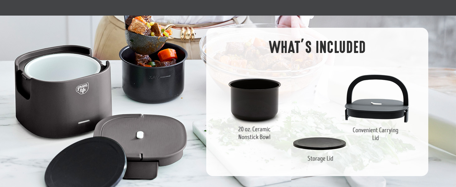 Amazon.com: GreenLife 20oz Electric Lunch Box Food & Soup Warmer, PFAS & PFOA-Free Ceramic ...