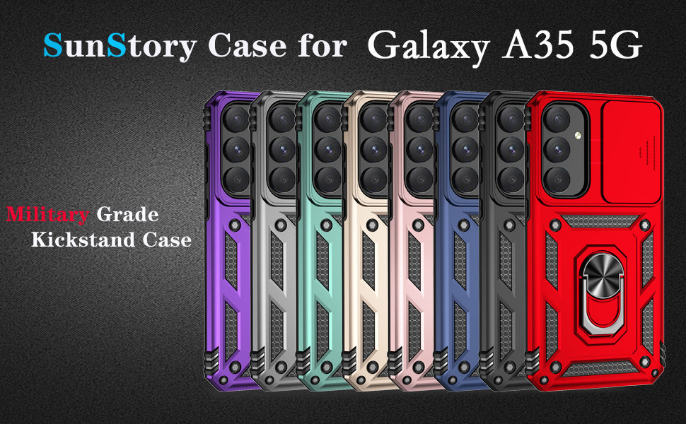 Amazon.com: SunStory Case for Samsung Galaxy A35 5G Case with HD Screen Protector & Slide Camera ...