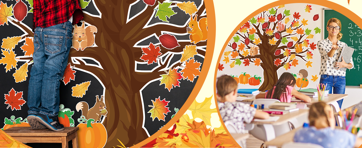 Amazon.com: Whaline 104Pcs Fall Maple Leaves Tree Cutouts Autumn ...