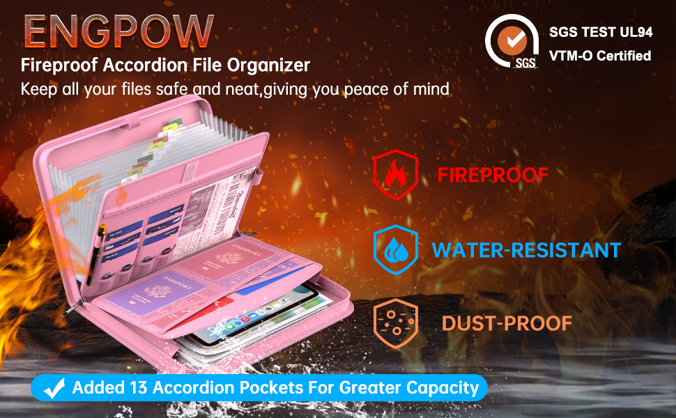 Amazon.com: ENGPOW Accordion File Organizer,Fireproof Expanding File Folder with Multi Pockets ...