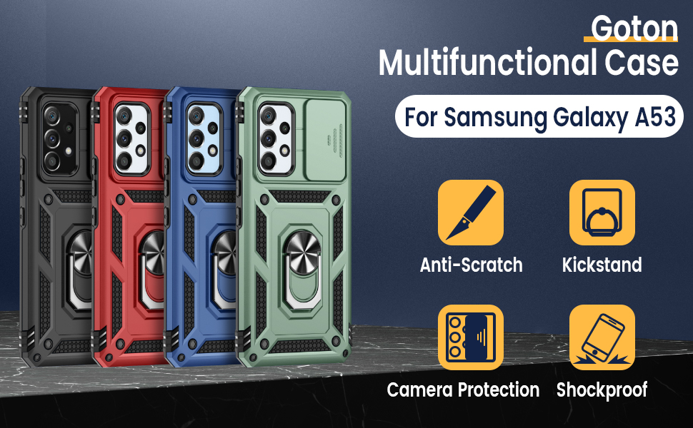 Amazon.com: Goton Compatible with Samsung Galaxy A53 5G Case with Camera Cover & Kickstand Ring ...