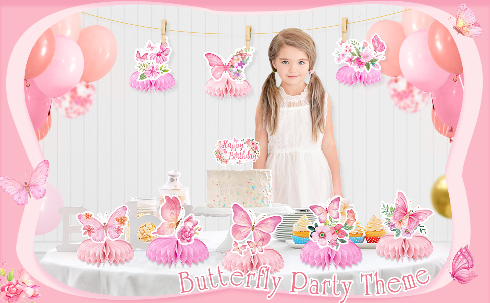 Amazon.com: Butterfly Honeycomb Table Centerpieces, 8 PCS Pink and Gold ...