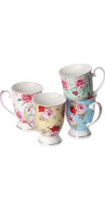 Amazon.com: BTaT- Large Coffee Mugs, 12 oz, Set of 6, Floral Mugs ...